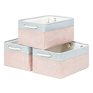 Yimi's Dream Foldable Storage Basket, [3-Pack] Storage Bin for Gifts Empty, Fabric Storage Baskets for Shelves with Handles, Pink Storage Bins for Organization (GlacierGrey & Pink, 15Lx11Wx8H inch)