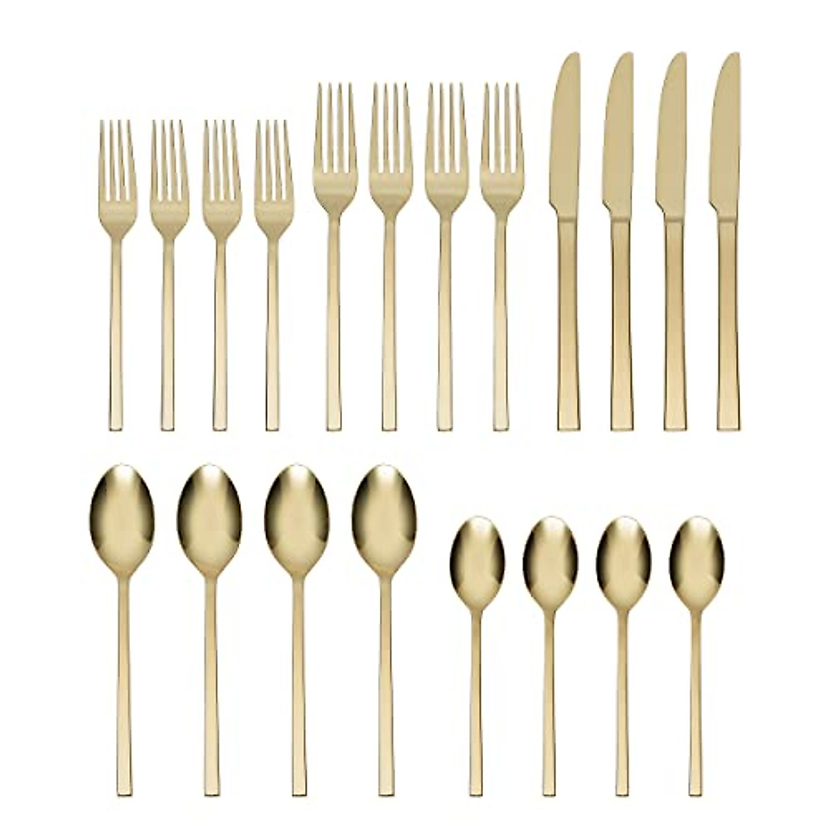 Oneida Allay Champagne 20 Piece Everyday, Service for 4 Flatware Set, 20PC FW, STAINLESS