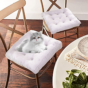 Square Chair Cushions Off-White Dining Room Cushion No Slip Dining Chair Pads Durable Cushion for Office Home or Car Sitting Comfort and Softness (18x18in Set of 4)