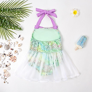 LYSMuch Baby Girl Mermaid One Piece Romper Sunsuit Toddler Sleeveless Dresses Tulle Clothes (Mermaid,18-24 Months