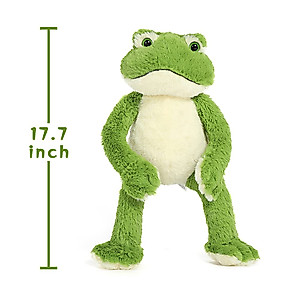Muiteiur Plush Frog Stuffed Animal Cute Frog Soft Toy with White Belly Gift for Kids Girlfriend (Green,17.7 inch)