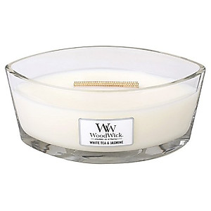 WoodWick Ellipse Scented Candle, White Tea & Jasmine, 16oz | Up to 50 Hours Burn Time