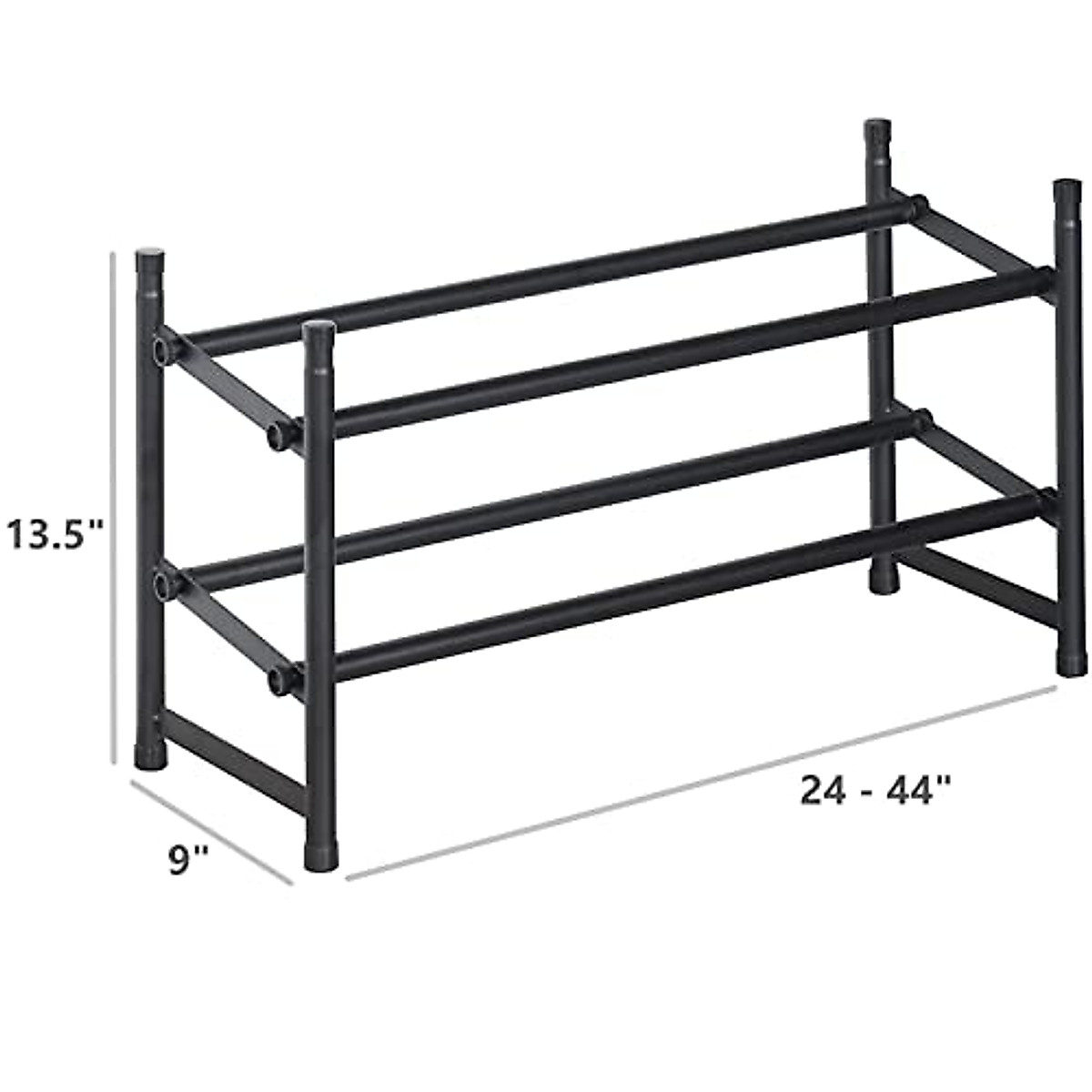 Richards Telescoping Stackable/Expandable Free Standing Shoe Rack, 2-Tier Holds Up To 10-Pair, Matte Black