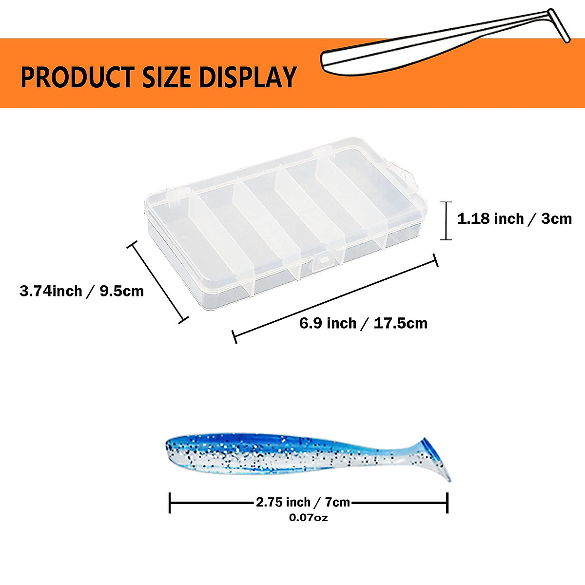 Lanmoon 100pcs Paddle Tail Swimbaits Lures, Soft Plastic Fishing Lures Kit, 2.75" Bass Fishing Bait for Freshwater and Saltwater with Box