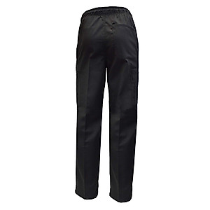 Natural Uniforms Classic 6 Pocket Black Chef Pants with Multi-Pack Quantities Available (3, Medium)
