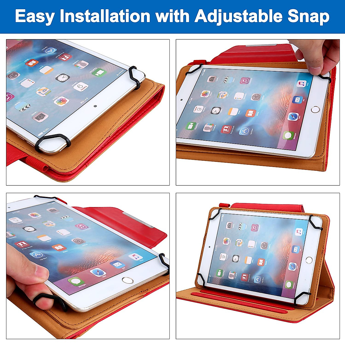 JZCreater 10 Inch Tablet Case, Universal 10 10.1 Inch Android Tablet Cover, Multi-Angle Viewing Stand Case for 9.5-10.5 Inch Tablet, Brown Classic