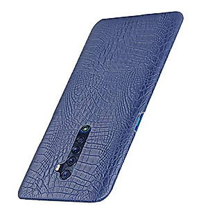 HualuBro for Oppo Reno 2 Case, Premium PU Leather Ultra Slim Shockproof Back Bumper Phone Protective Case Cover for Oppo Reno2 2019 Smartphone (Crocodile Blue)