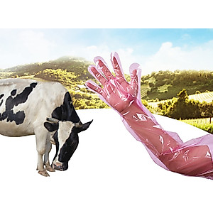 SUCHXNG 100Pcs Disposable Long Arm Gloves, 35.5 Inch Veterinary Insemination Rectal Long Gloves Soft Plastic Film Gloves for Household Cleaning Field Dressing