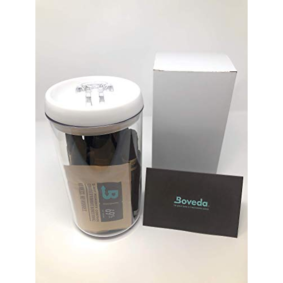 Easy Open Acrylic Cigar Humidor Jar with Boveda 69% 2-Way Humidity System, 25 Cigar Capacity (Round)
