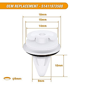 GOOACC 50Pcs Car Door Trim Panel Retainer Clips Bumper Fastener Rivet Clips for BMW 51411973500 Series 3, 5 & 7 E46 E36 E34 E38 E39 M3-with Seal Ring