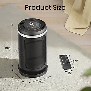 Space Heater, 1500W Portable Heaters for Indoor Use, Small Space Heater for Office, Mini Heater with Digital Display, 12H Timer, 3 Modes, 90°Oscillation, PTC Ceramic Electric Heater for Bedroom Home