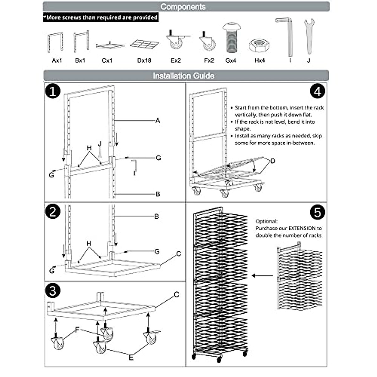 OFFICEROO Art Drying Rack for Classroom - 18 Removable Shelves - Efficient and Organized Drying Rack Art for Students' Masterpieces - Sturdy Paint Drying Rack with Lockable Wheels