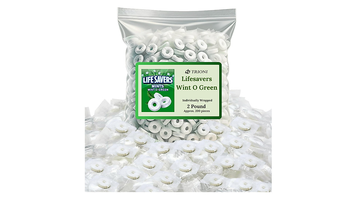 Wintergreen Lifesavers Bulk Bundle - 2lb Individually Wrapped Mints
