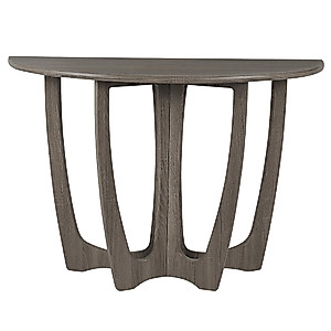 FINECASA Wooden Console Table, Half-Moon Entryway Table, Semicircle Narrow Side Table, Sofa Table for Living Room and Corridor, Foyer Table, Half Round Hallway Table, 43.4x17x30 Inches, Gray