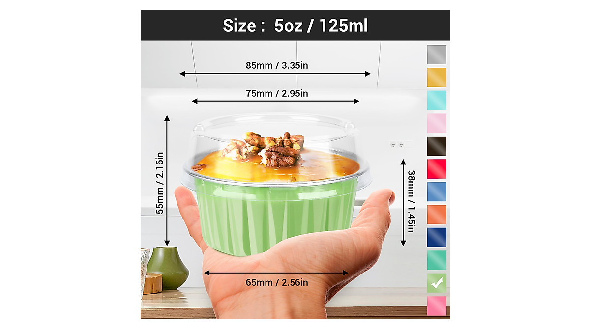 EUSOAR Muffin Liners, 50pcs 5oz 125ml Disposable Cupcake Cups, Aluminum Foil Muffin Liners Cups ...