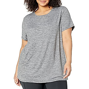 Amazon Essentials Women's Tech Stretch Short-Sleeve Crewneck T-Shirt (Available in Plus Size), Pack of 2, Black/Dark Grey Space Dye, X-Large