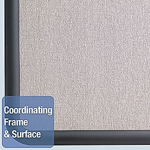 Quartet Bulletin Board, Fabric, 3 x 2 Feet, Office Bulletin Boards, Contour Gray Plastic Frame (7693G)