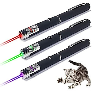 3 Pack Cat Laser Pointer Toys for Indoor Cats Dogs Kitten, Long Range Mice and Kitten Interactive Pointer