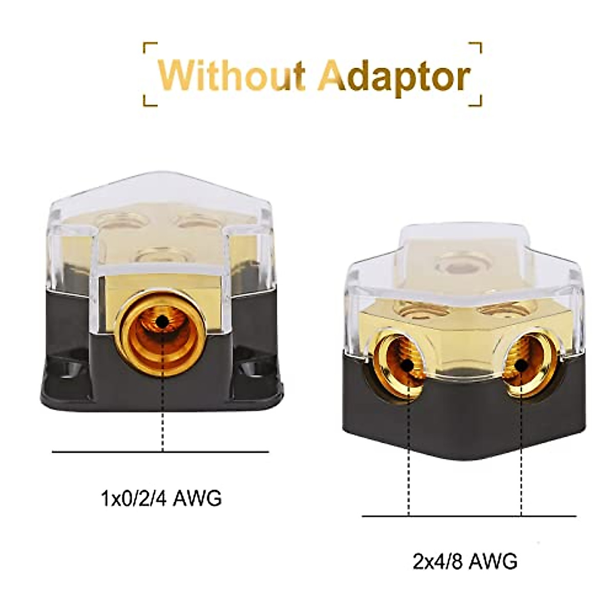 Power Distribution Block (1PCS) 0/2/4 Gauge in 4/8 Gauge Out 2 Way Copper Power Distribution Block Fit for Car Audio Stereo Amp Distribution Connecting Block , Fit Audio Splitter