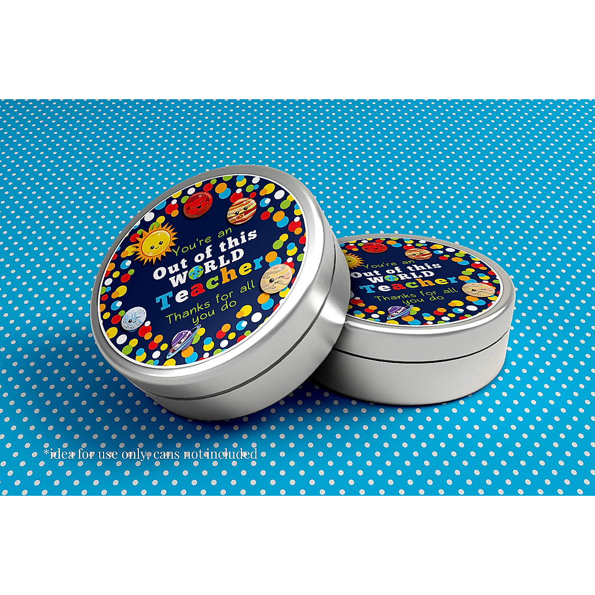 Out of This World Outer Space Themed Teacher Appreciation Thank You Sticker Labels, 40 2" Party Circle Stickers by AmandaCreation, Great for Envelope Seals & Gift Bags