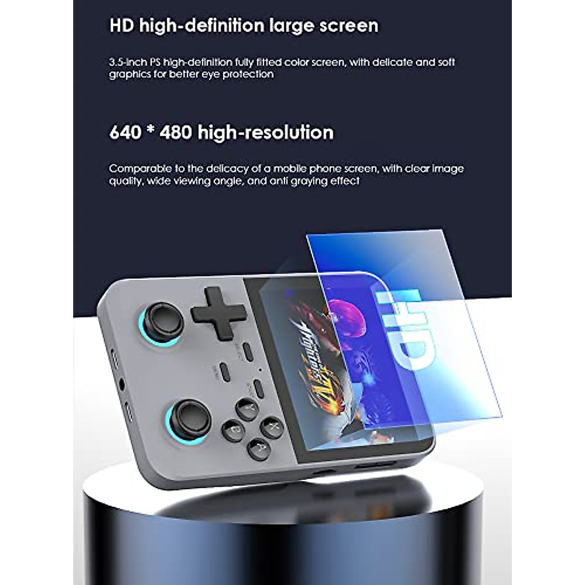 EQUITARE D007 Handheld Game Console Support Linux, Built in 10000+ Classic Games, 3.5 Inch IPS Screen Handheld Console with 3D Joystick, WiFi Retro Handheld Game Console Support TF Card(Silver)