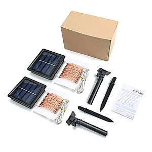 Solar Outdoor String Lights – Pack of 2 Waterproof Copper Solar powered Outdoor String Lights - 72 FT 200 Led Fairy Lights with 8 Lighting Modes– Good Ideal for Garden, Birthday, Party