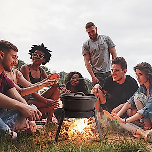 AJinTeby Outdoor Cooking Set,Campfire Kit, Camp Kitchen Equipmen with Campfire Tripod for Dutch Oven, Cast Iron Pot, Grill Grate, Camp Oven Lid Lifter, Carry Bag, Outdoor Cooking Essentials (5 Pack)