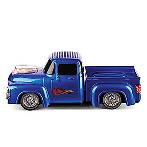QFX Bluetooth 1956 Pickup Truck Replica Speaker, 3-inch Speakers, Hands Free Link, Built-in Microphone, FM Radio and LED Party Lights, Blue - BT-1956 BL