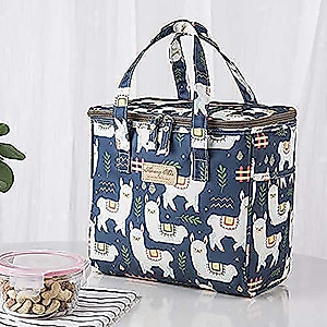Kwang Min Llama Insulated Lunch Bag, Reusable Cooler/Organizer for Office,School,Picnic,Party,Beach.Durable fabric w/Water &Scratch Resistance,Light, EZ to Clean,Ideal Gift for BTS/Normal(Navy)