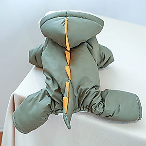 Dog Dinosaur Cold Weather Coats Fleece Lining Extra Warm Dog Hoodie in Winter,Small Dog Jacket Puppy Coats with Hooded,Warm Coat Clothes Cozy Windproof Winter Dog Coats (XL,Green)