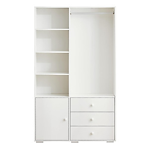 White Closet Shelves With Hanging Closet Kit - Closet Organizer System - Corner Closet System - Closet Organizers And Storage Shelves - Closet Shelving Closet Organizer For Home GYM 104 x 37 x 175CM