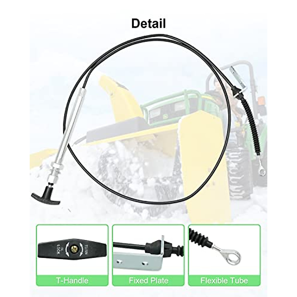 AM134404 Spout Control Input Cable Fit for John Deere, Chute Deflector Cable Fits for JD 44" Snow Blower on L 100 110 120 130 X 300 320 340 500 520 540 LA 100 110 120