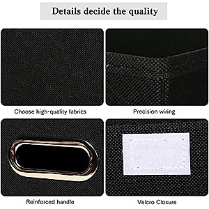 DABEACT Foldable Fabric Storage Cube Bins with Lids collapsible storage bins basket Closet Organizers with Handles for Home ,Storage Boxes for Organizing,3 Pack,(Black)
