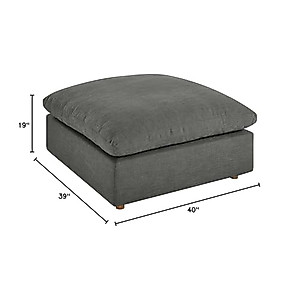 Modway Commix Down-Filled Overstuffed Upholstered Sectional Sofa Ottoman in Gray