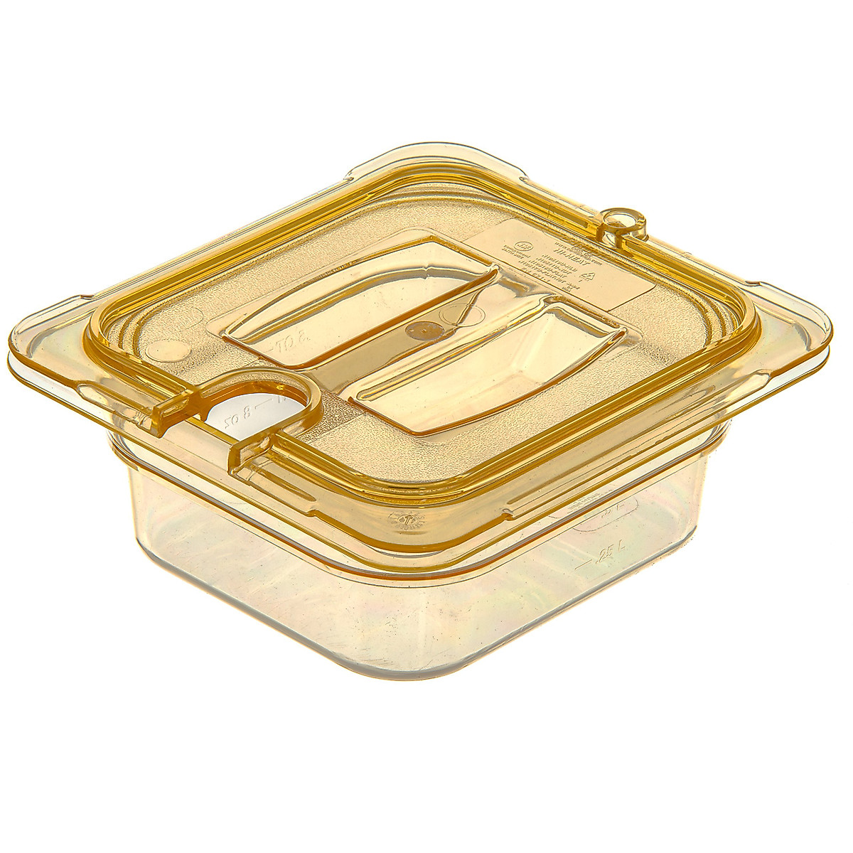 Carlisle FoodService Products 10511U13 StorPlus High Heat Universal Handled Notched Food Pan Lid, Sixth Size, Amber