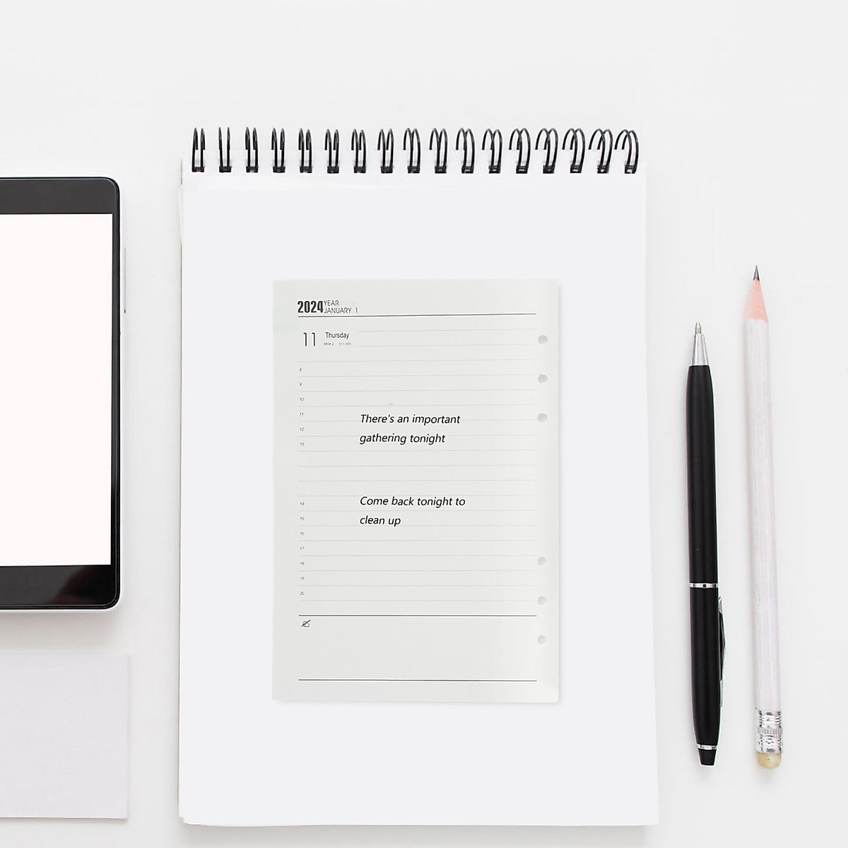 NUOBESTY 2024 English Planner Refills 2023 Calendar Inserts A5 Monthly Planner Refill Paper Hourly Daily Daytimer Loose-leaf Agenda Notepad Refills for Home Office