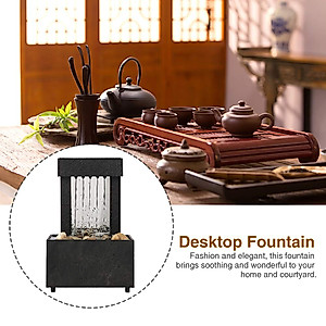 Tabletop Fountains, Indoor Water Fountain with LED Lights-Zen Garden for Desk Waterfall Tabletop Fountain for Office and Home Décor, with Stone Wall and Soothing Sound(1)