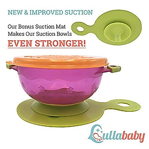 Lullababy Baby Bowl Set with Bonus Spoon and Fork, 8-Piece, BPA Free, Suction Bowls with