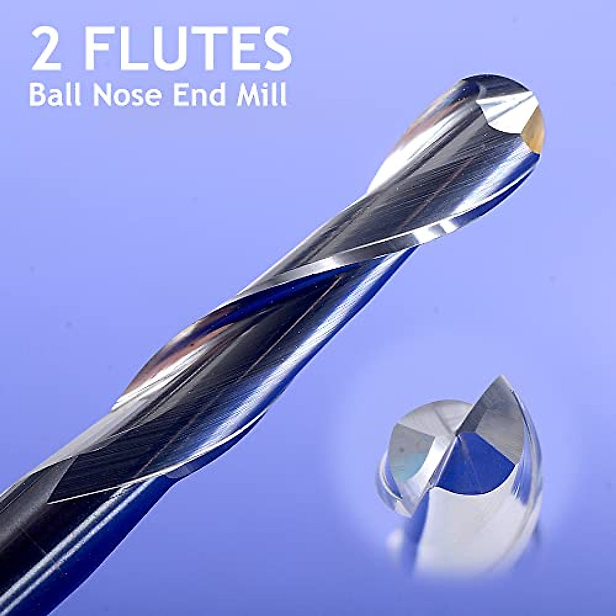 HOZLY for Wood Working Set Diameter 1mm 1.5mm 2.0mm 2.5mm 3.175mm Carbide Ball Nose End Mill CNC Engraving Router Bits Milling Cutter
