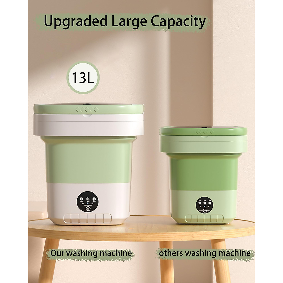 Mini Portable Washing Machine – Mini Washing Machine with 13L Large Capacity, Mini Portable washer with 2 wool dryer balls, Foldable small washing machine for underwear,socks, baby/pet clothes