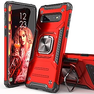 IDYStar for Galaxy S10 Case,Hybrid Drop Test Cover with Car Mount Kickstand Slim Fit Shockproof Hard Resistant Protective Phone Case for Galaxy S10,Red