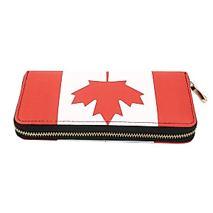 Premium World Country Flag City Print PU Leather Zip Around Wallet, Vintage UK