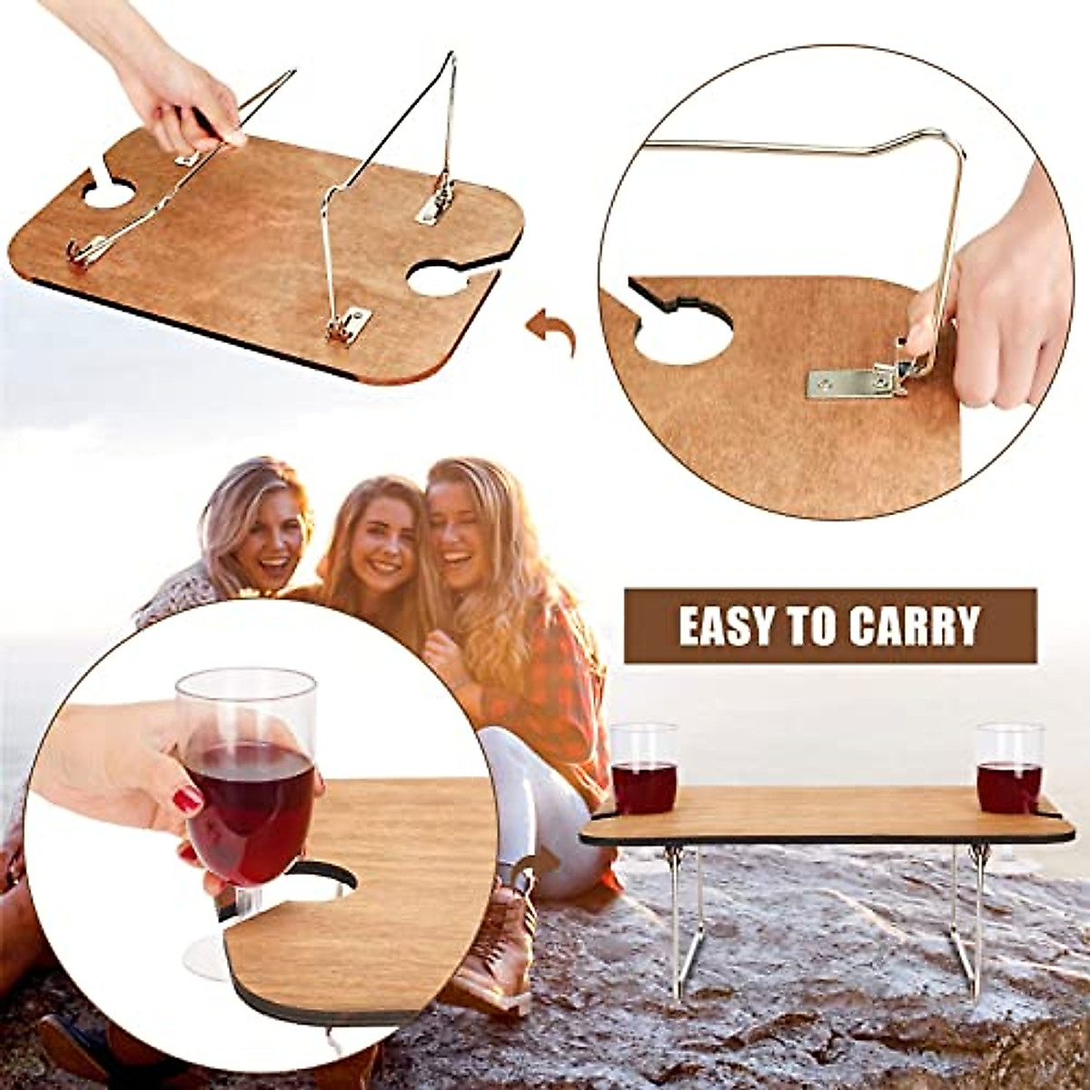 Woodchip Picnic Basket for 2 with Portable Wine Table, Woven Basket with Double Swing Handles & Removable Cutlery Service Kit, Large Basket for Picnic, Camping, Family, Wedding Gifts for Couple,Grey