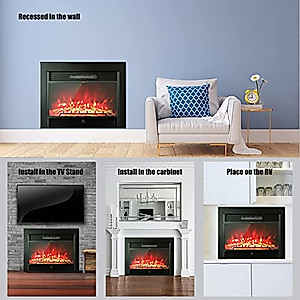 ARLIME Electric Fireplace, 28.5 Inch Electric Fireplace Heater, 750/1500W Wall Fireplace Electric with Remote Control, 3 Color Flames, 5 Brightness Settings 8H Timer, Electric Fireplace Inserts for RV