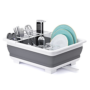 Collapsible Dish Drying Rack Portable Dinnerware Drainer Organizer for Kitchen RV Campers Travel Trailer Space Saving Kitchen Storage Tray