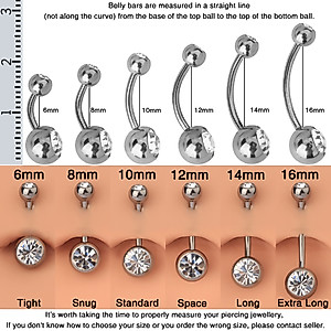 OUFER 14MM Belly Button Rings G23 Solid Titanium 14G Clear CZ Belly Rings Navel Piercing Jewelry Navel Rings