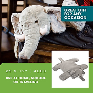 BARMY Weighted Lap Pad for Kids (25"x19", 4lb) Elephant, Sensory Weighted Stuffed Animals for Kids, Weighted Lap Blanket for Kids, Teen, Removable, Washable Cover