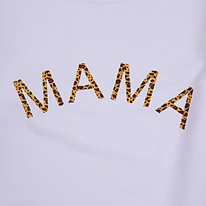 Mommy and Me Matching T-Shirt Letters Print Long Sleeve Pullover Sweater Tops Blouse Family Fall Outfit (for Mama, M)
