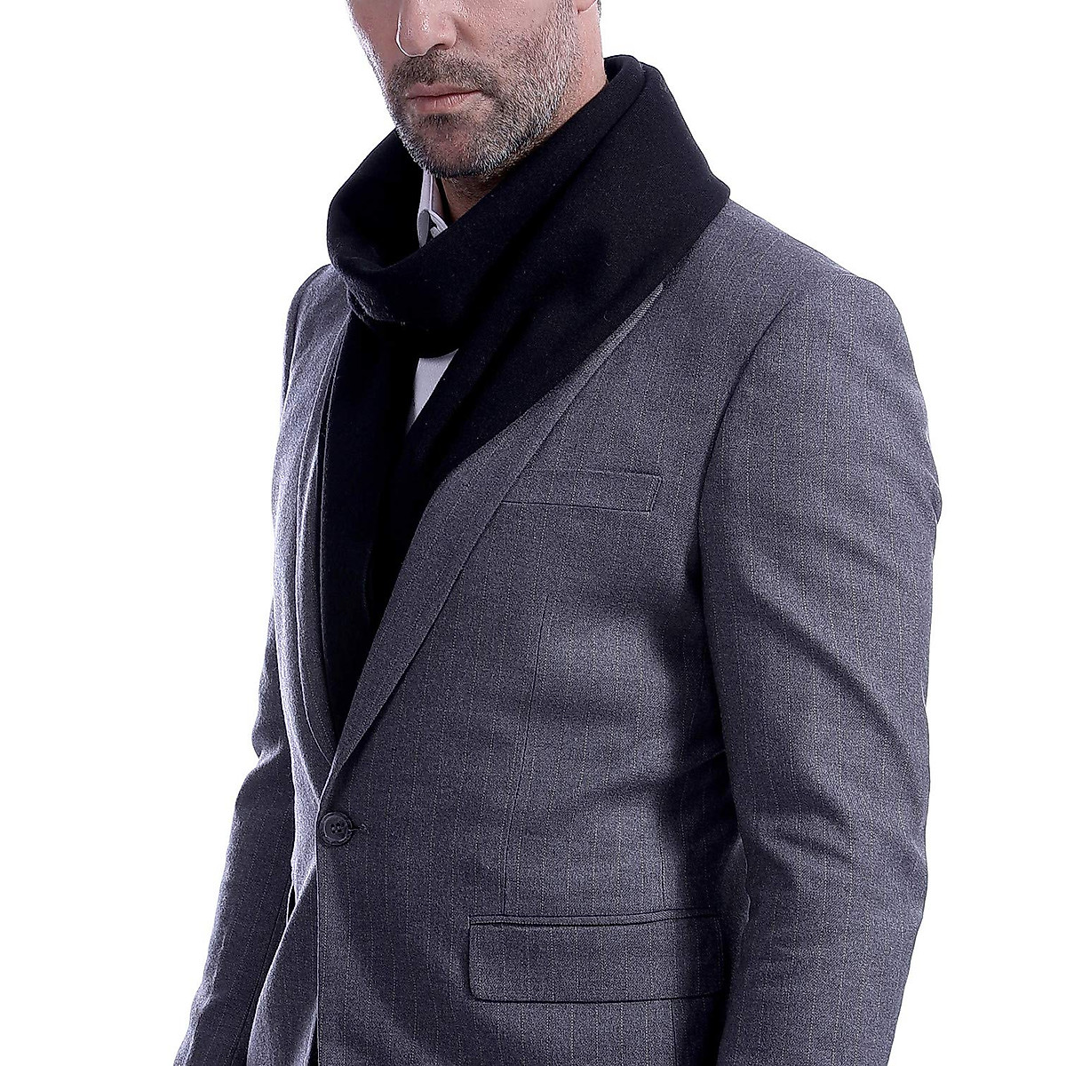 VEXTROFORT Men's Winter Scarf, Soft Large Cashmere Feel Scarves for Men without Fringes Solid - Black