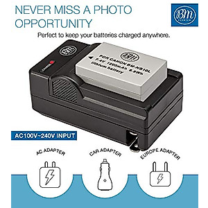 BM Premium NB-10L Battery and Charger Kit for Canon PowerShot SX40 SX50 HS SX60 HS G15 G16 G1 X Digital Camera
